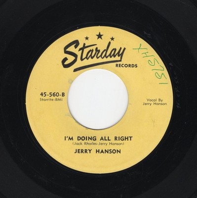 STARDAY CUSTOM TXS Rockabilly JERRY HANSON I'm Doing All Right/Cry #560 ...