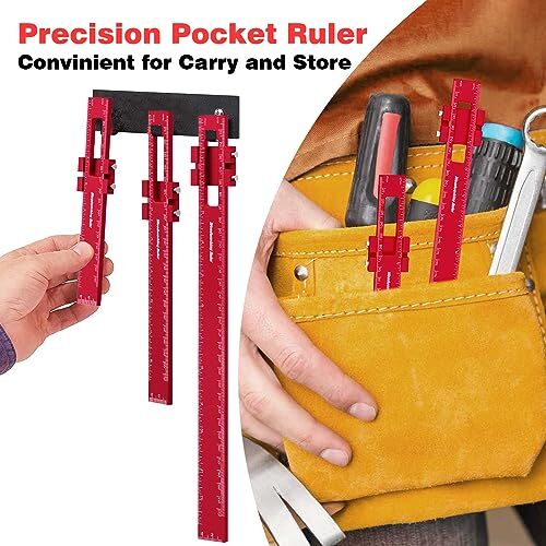 Woodworking Ruler 3Pcs 6/8/12 Inch Slide Rule Precision Ruler ...