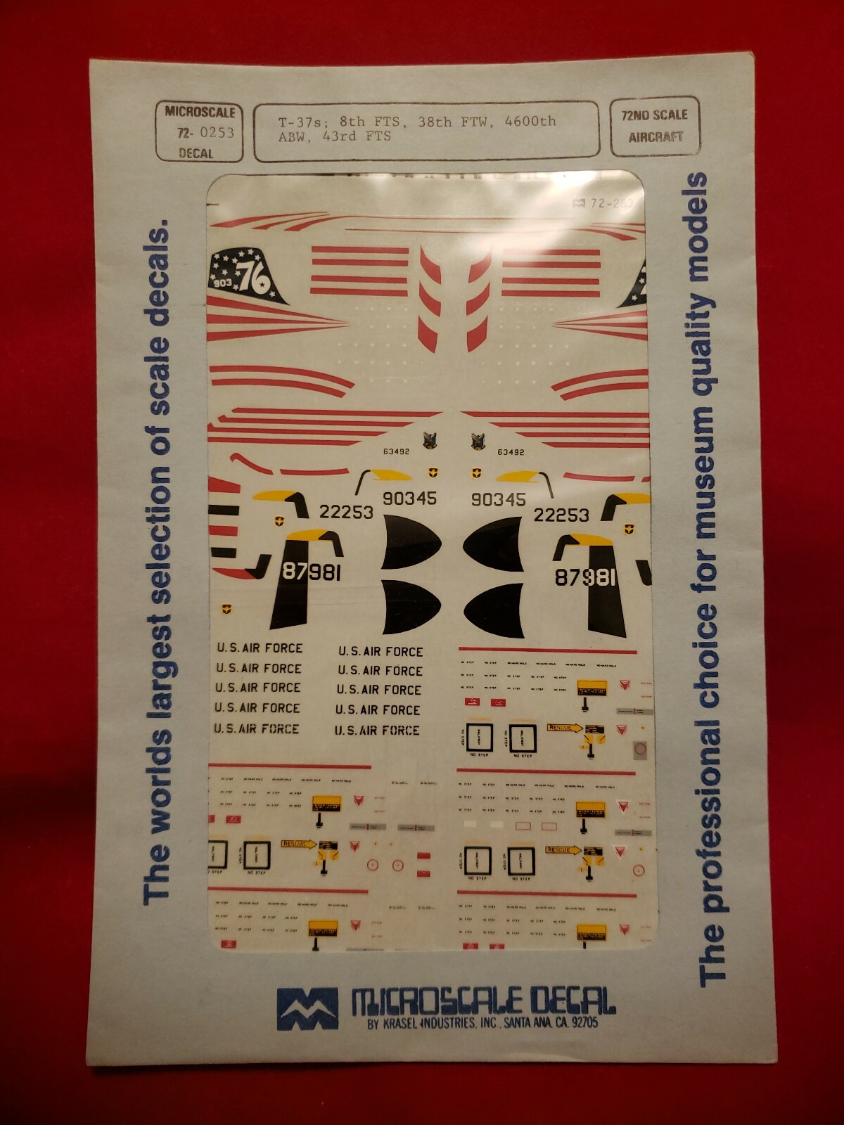 Microscale Model Decal 72-0253 T-37s; 8th FTS, 38th FTW, 4600th ABW ...