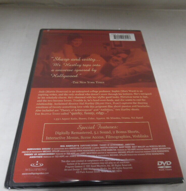 SURVIVING DESIRE DVD FACTORY SEALED DIRECTED BY HAL HARTLEY 1991 ...