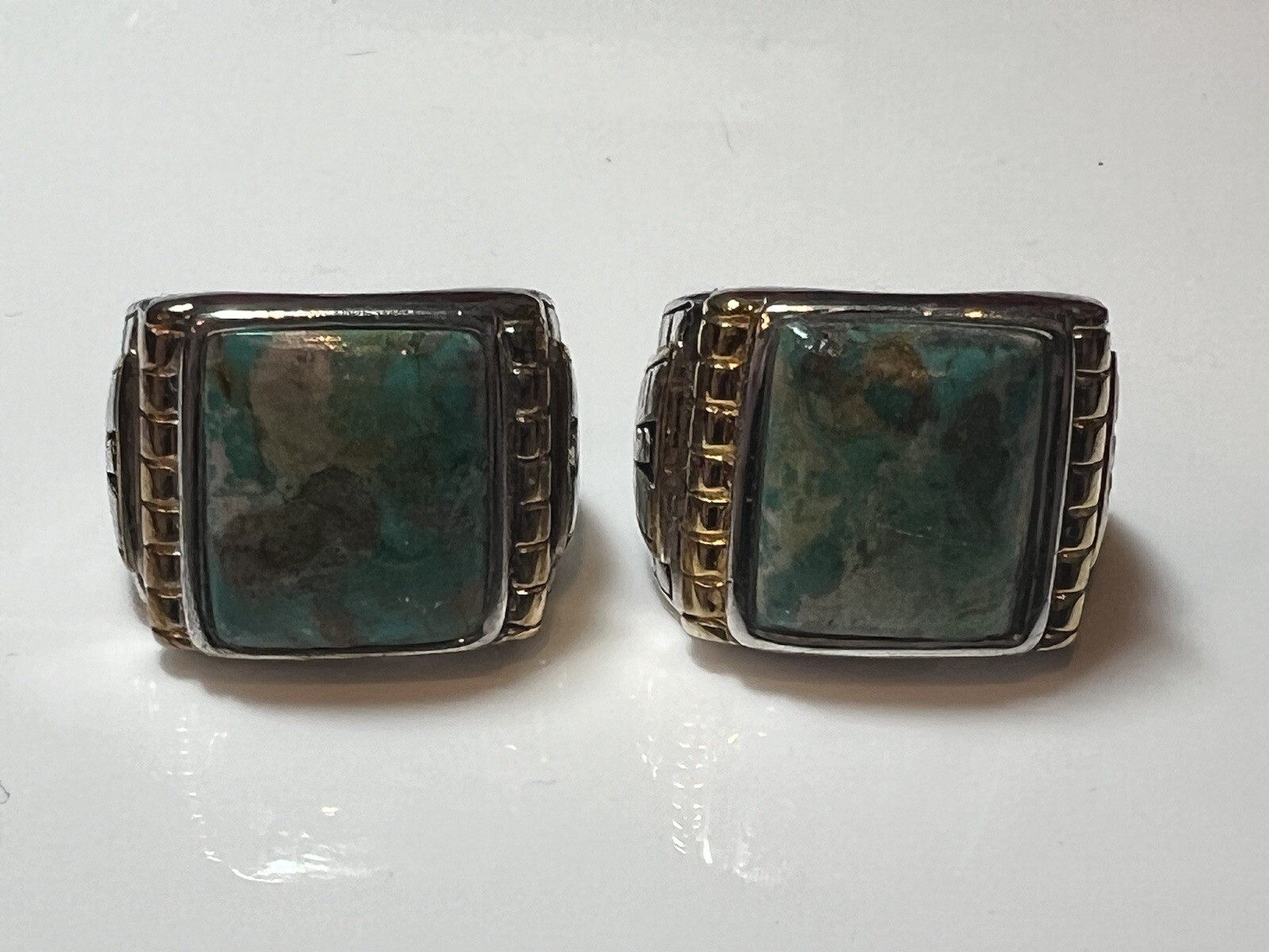 Mens BGE Sterling Silver Gold Thunderbird Turquoise Ring Bradford Pick ...