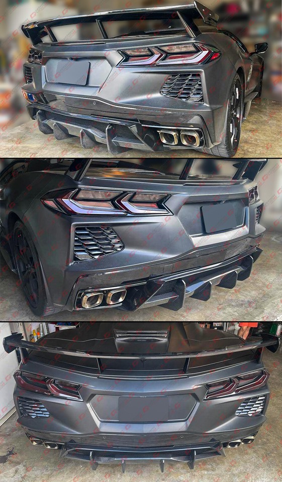 For 2020-26 Corvette C8 Z51 STG 3 Add-On Real Carbon Fiber Rear Bumper ...