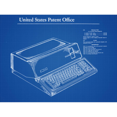 Jobs Personal Computer Retro PC 1983 Patent Plan Canvas Wall Art Print ...