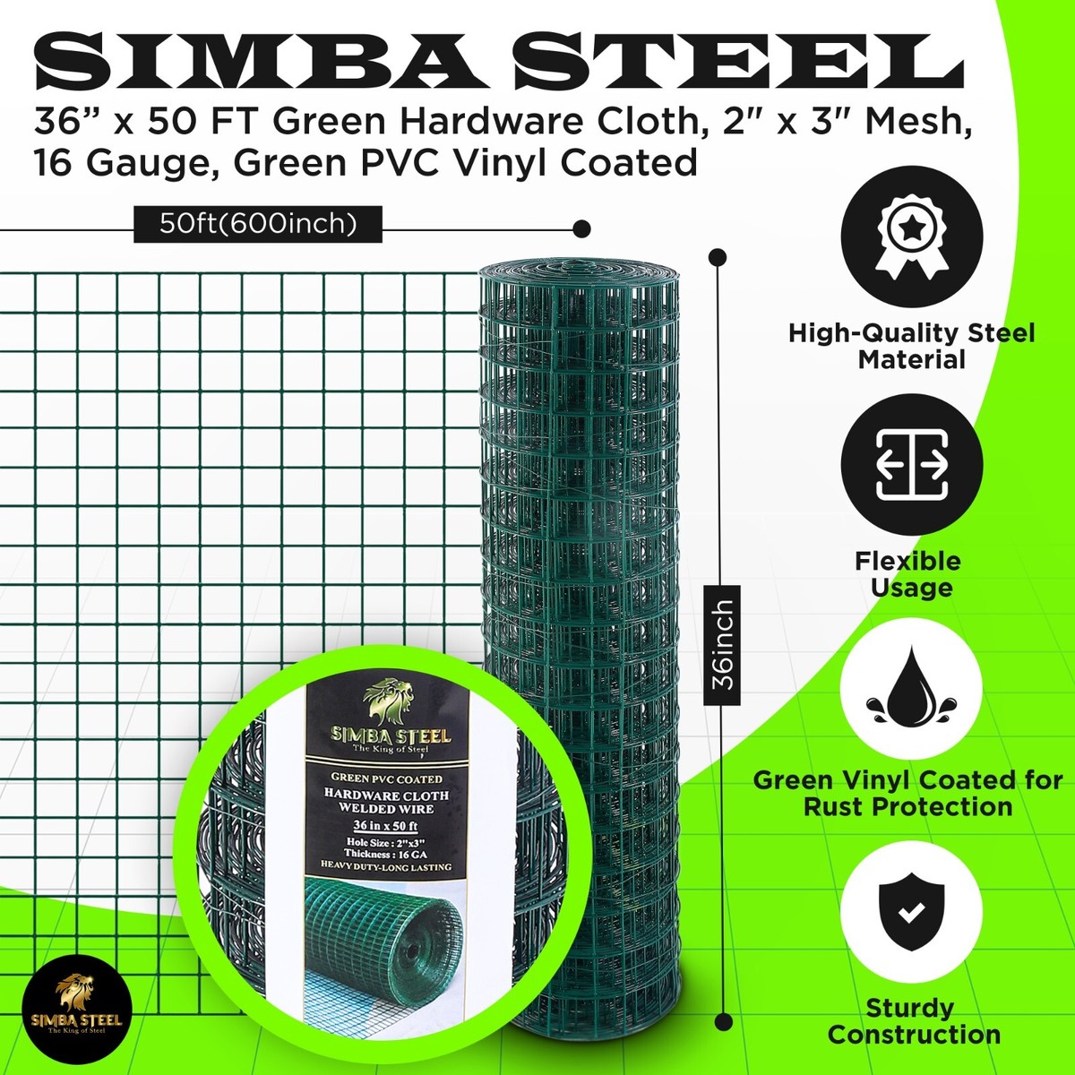 Vinyl Coated Hardware Cloth Black PVC Vinyl Coated Wire Mesh Hardware
