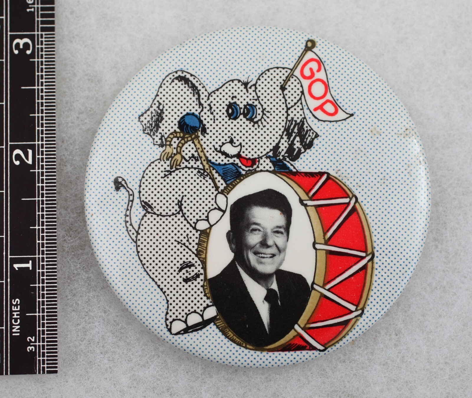 Vintage Ronald Reagan Campaign Pinback GOP Elephant Beats the Drum | eBay