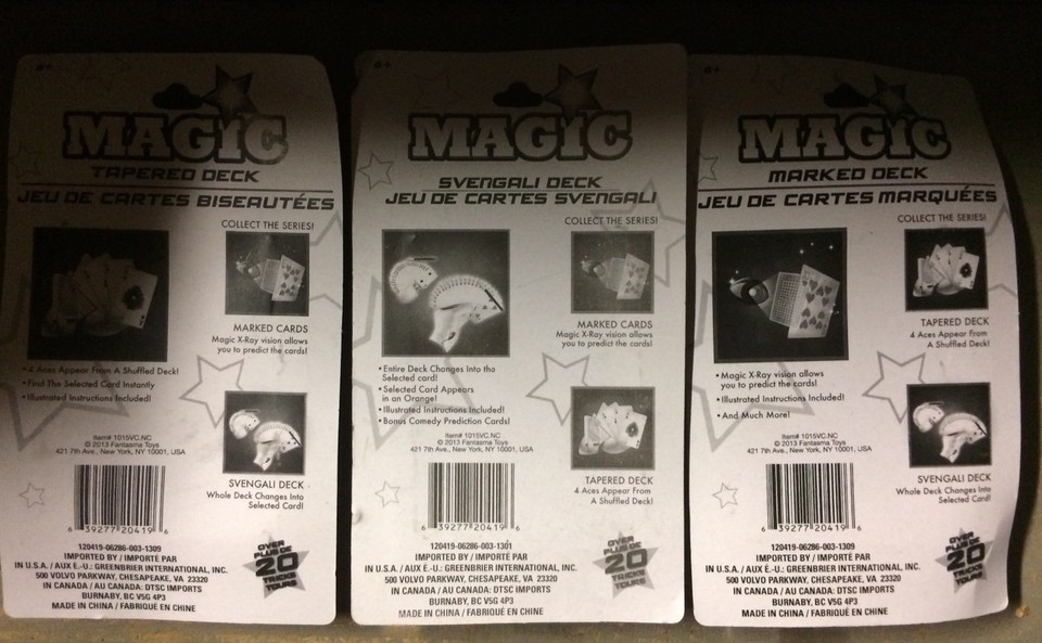 Lot Of 3 Sets Magic Playing Cards Tricks: Tapered Svengali & Marked ...
