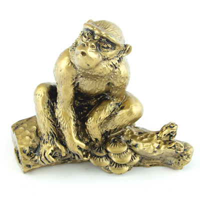 Chinese Zodiac Golden Monkey Statue Figurine Feng Shui Animal Bronze ...