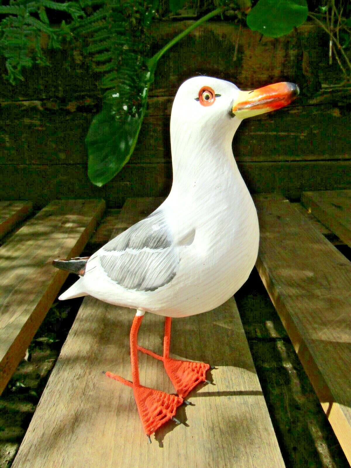 Fair Trade Hand Carved Made Wooden Beach Seagull Garden Bird Ornament ...