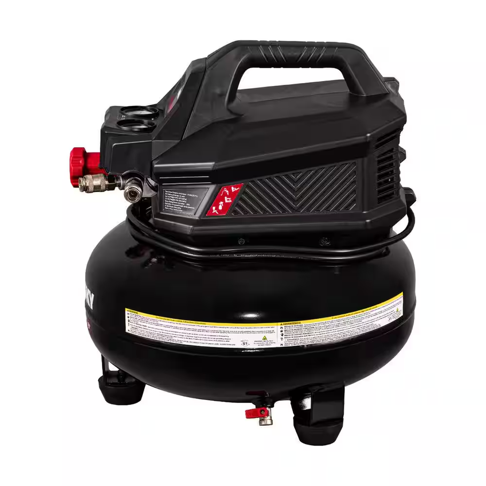 6 Gal. 150 PSI Portable Electric Oil-Free Jobsite Pancake Air ...