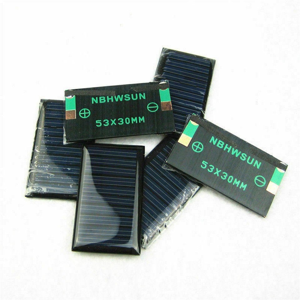 10Pcs/Lot DIY Toy 5V 30mA 53X30mm Micro Mini Small Power Solar Cells ...