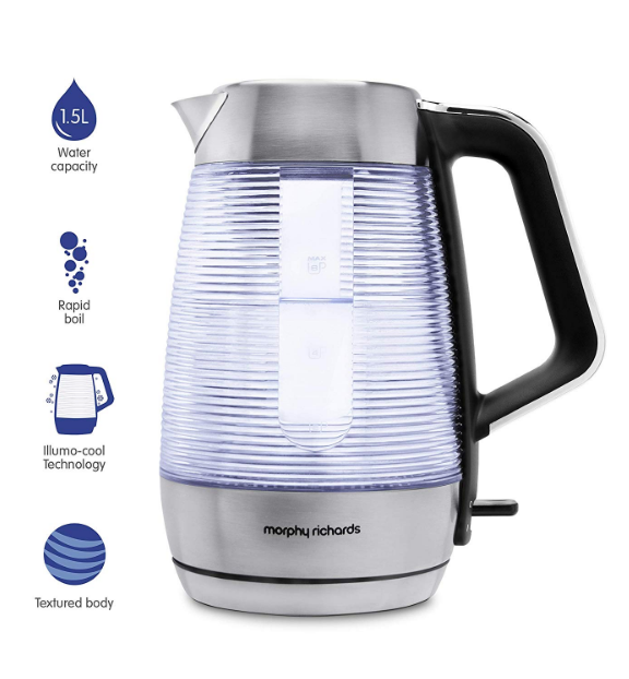 Morphy Richards VETRO Illuminated Glass Kettle 1.5l 3kw Blue 108010 for ...