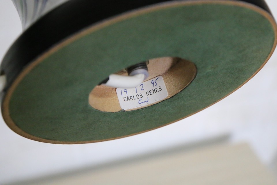 Vintage Table Lamp Carlos Remes Asian Floral Oriental Chinese Ceramic ...