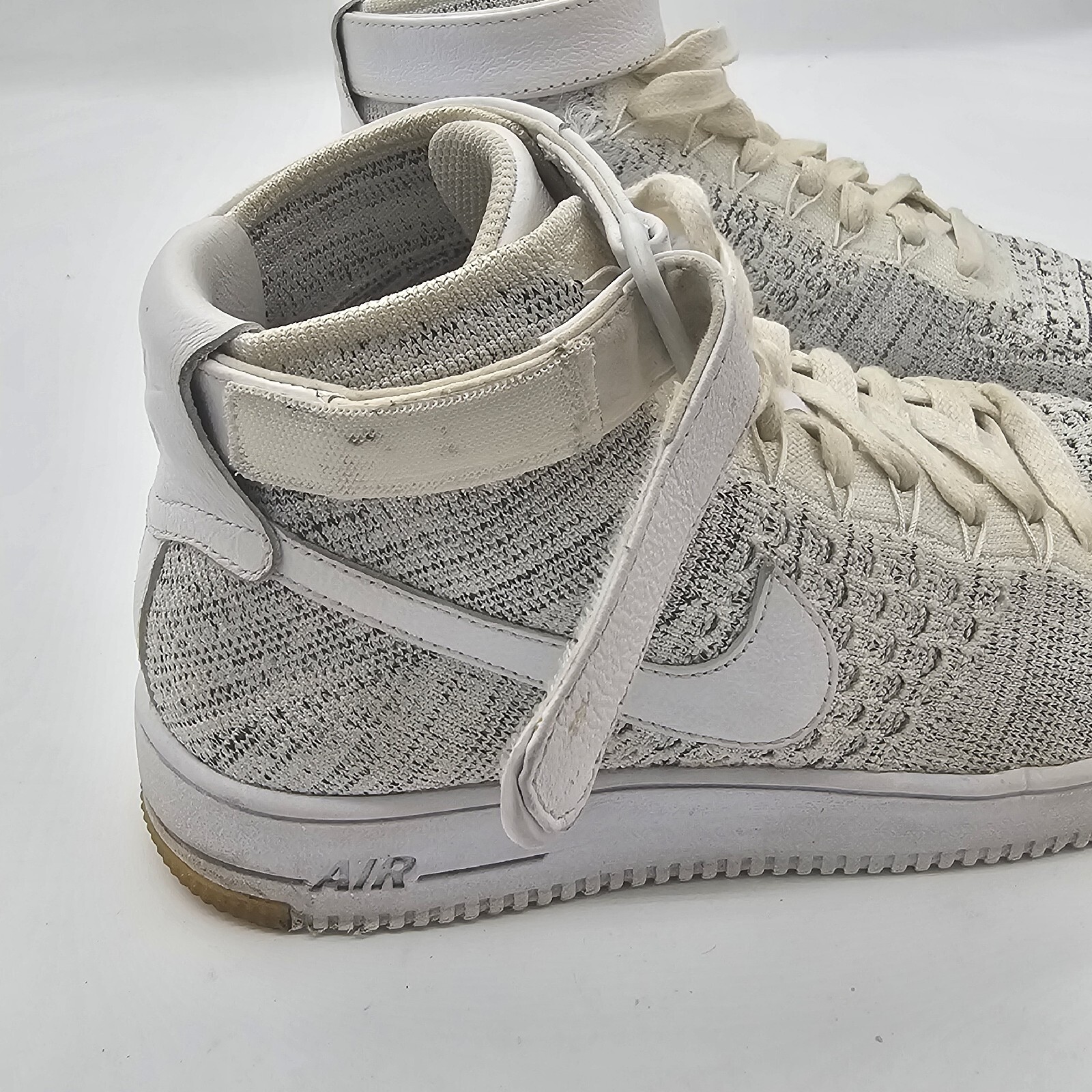 Nike Womens Air Force 1 AF1 Flyknit RARE MID White Ivory Grey Shoes ...