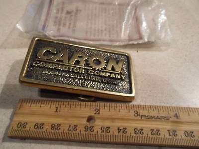 T. B. W. CO. VINTAGE 1970s **CARON COMPACTOR CO** SOLID BRASS BELT ...