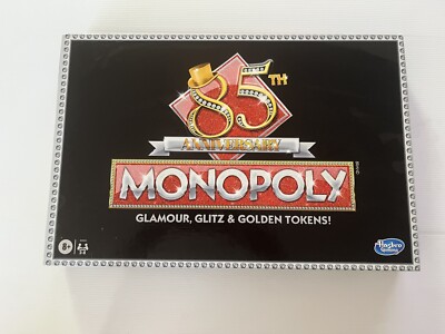 85th Anniversary Monopoly Gold Tokens Premium Black Board Game Family ...