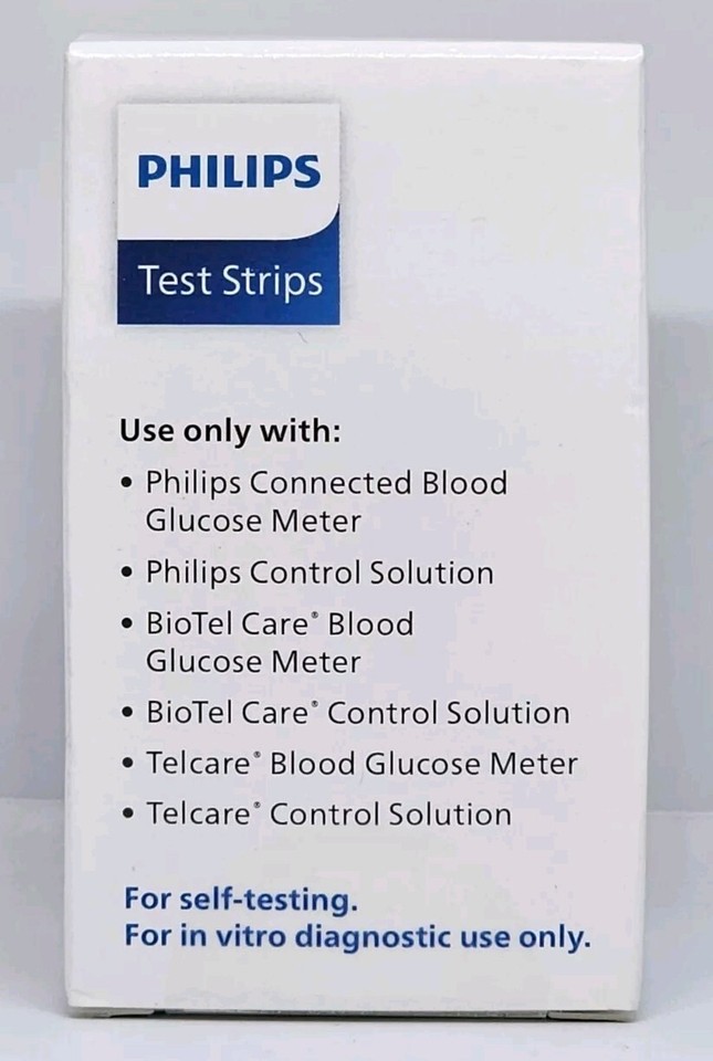Telcare Philips Blood Glucose Test Strip 100 Test Strips New in Box Exp ...