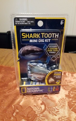 NEW! National Geographic STEM Shark Tooth Mini Dig Kit Genuine Fossil ...