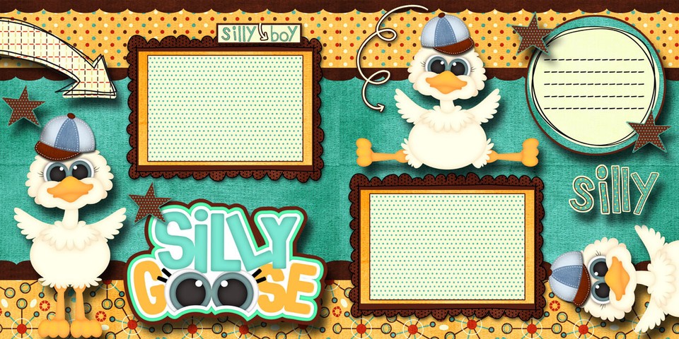 SILLY GOOSE ~ boy 2 premade scrapbook pages paper 12X12 layout baby ...