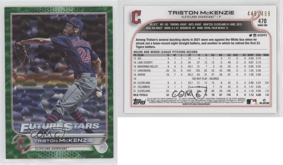 2022 Topps Series 2 Future Stars Green Foilboard /499 Triston McKenzie ...