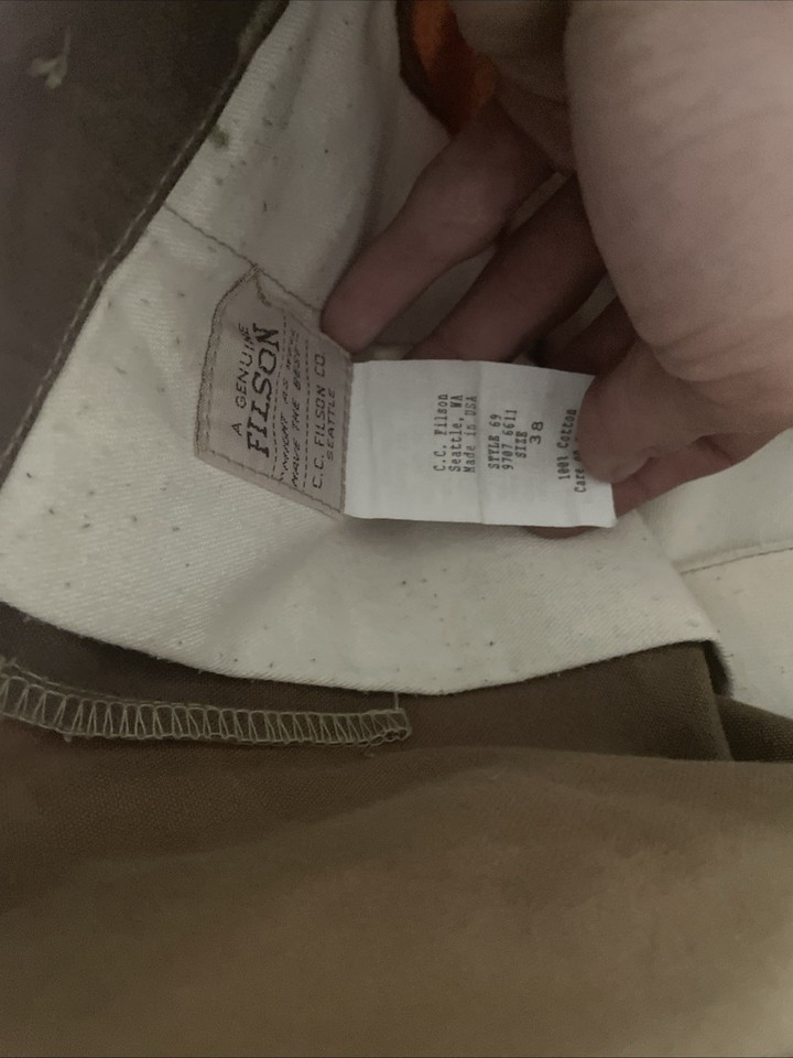 Vintage Filson Tin Pants / Oil Finish Tin Cloth Pants size 38 Style 69 ...