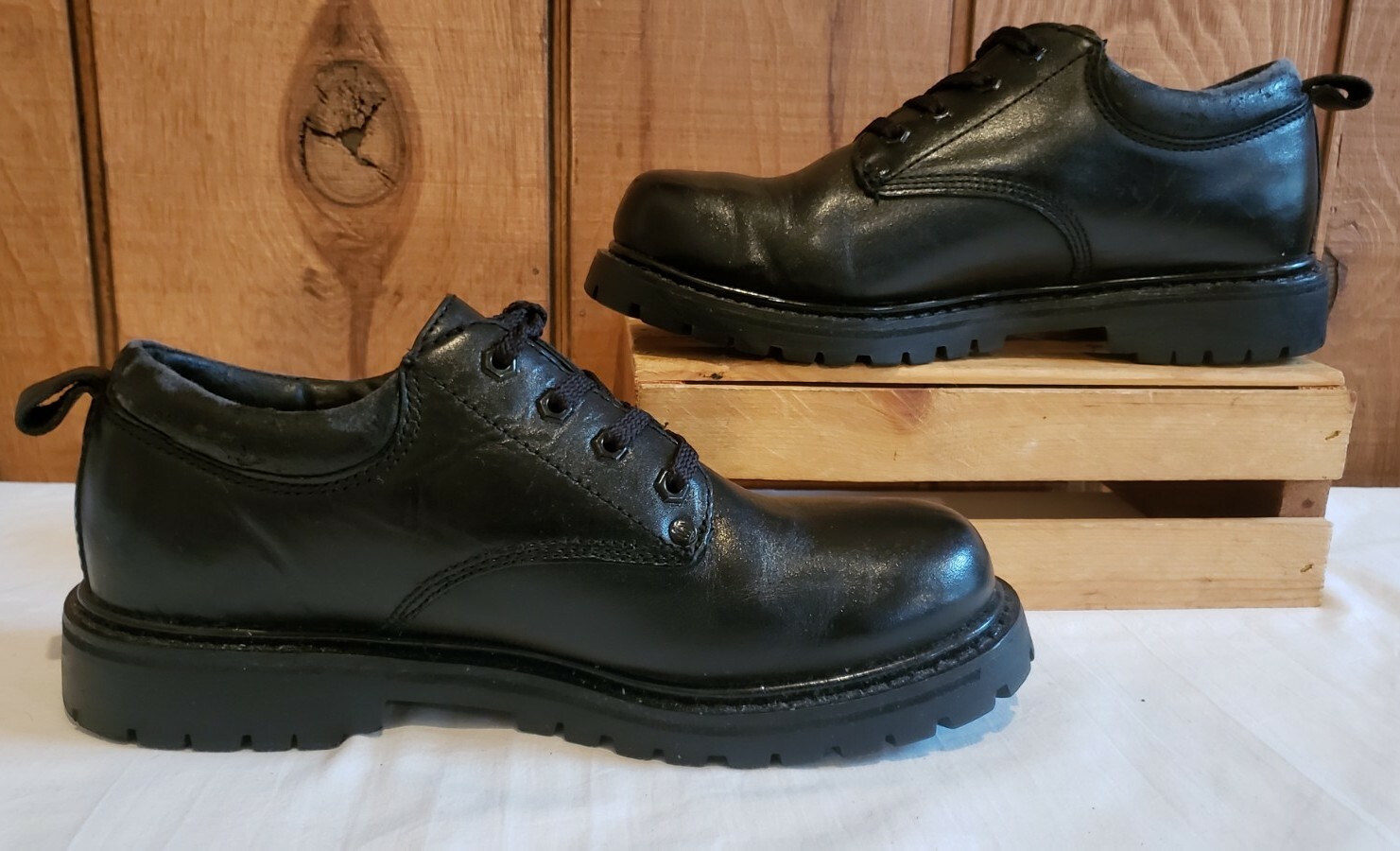 Skechers Tom Cats Black Leather Creeper Oxford Shoes … - Gem