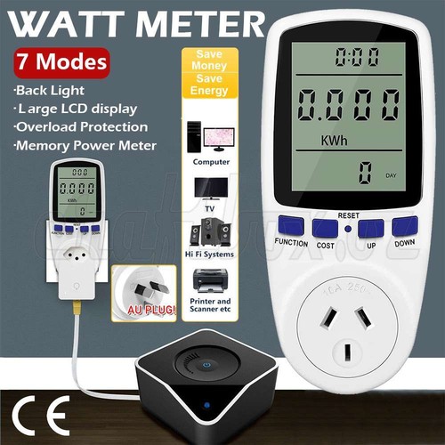 240V Power Watt Meter Energy Monitor Consumption Electricity Usage ...