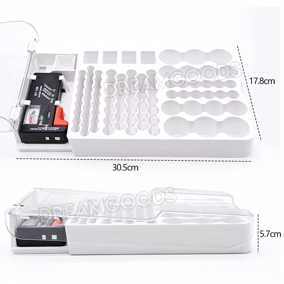 OZ Battery Storage Organiser Holder with Tester - Battery Caddy Rack ...