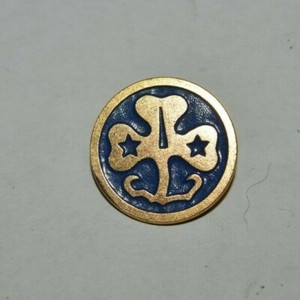Vintage 1960s Girl Scouts of America 3 Leaf Clover GS Round Blue Lapel ...