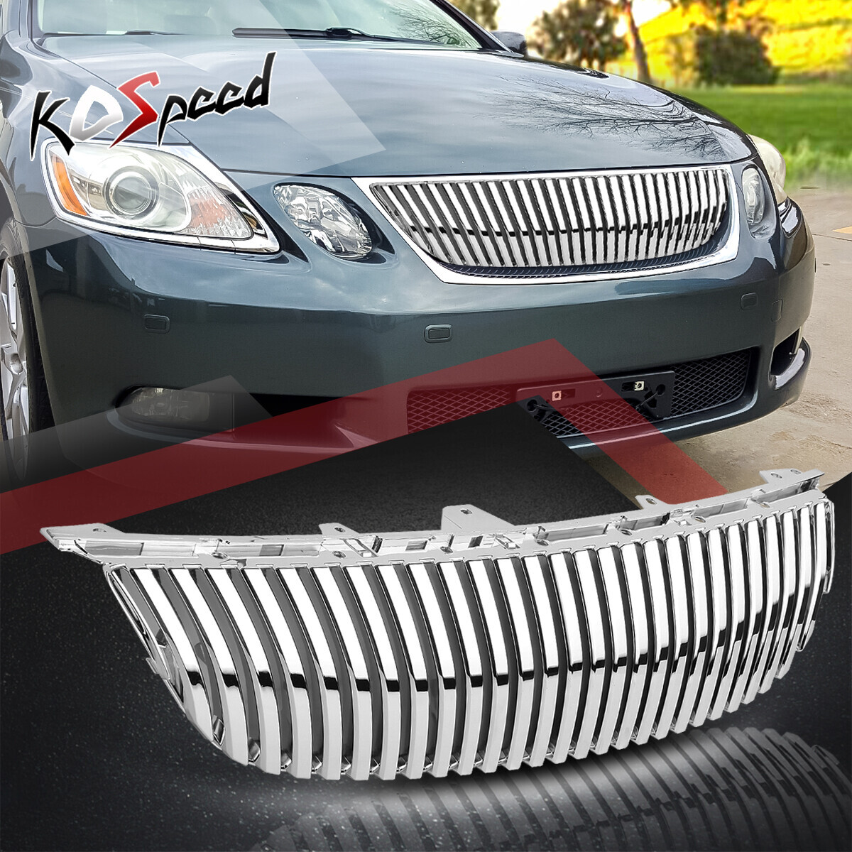 Chrome Vertical Fence Front Hood Bumper Grille for 06-07 GS300/GS350 ...