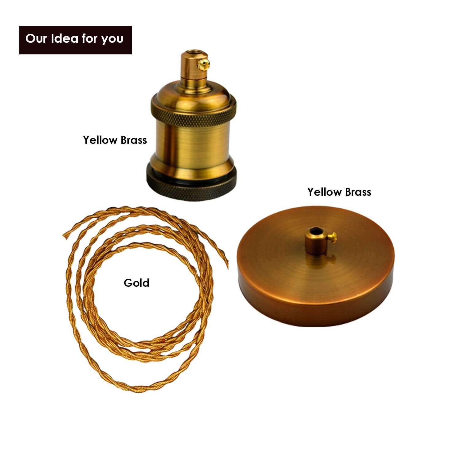 LEDSone Light Fitting Ceiling Rose Fabric Cable Pendant Lamps Holder ...