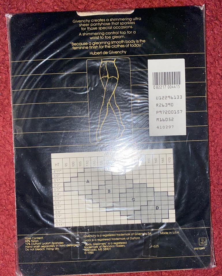 Vintage Givenchy Body Gleamers Pantyhose A 157 Pale Gold Ultra Sheer ...