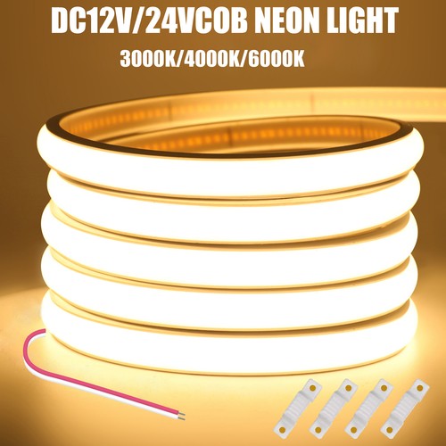 12V 24V Neon COB LED Strip Lights IP67 Flexible Tape 3000K/4000K/6000K ...