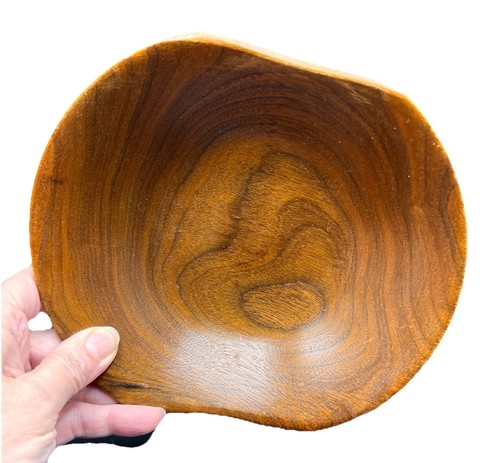 Folk Art Walnut Handmade Wood Bowl Abstract Dish Ward Bros Pigeon Forge ...