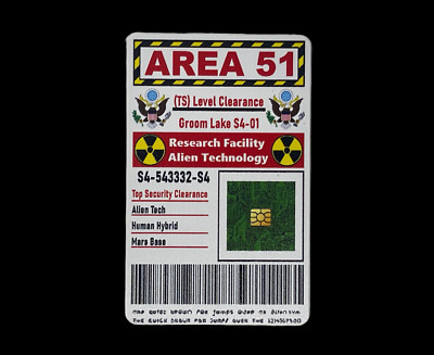 Area 51 ID Card Top Secret Badge Alien AREA 51 Card UFO Joke Funny ...