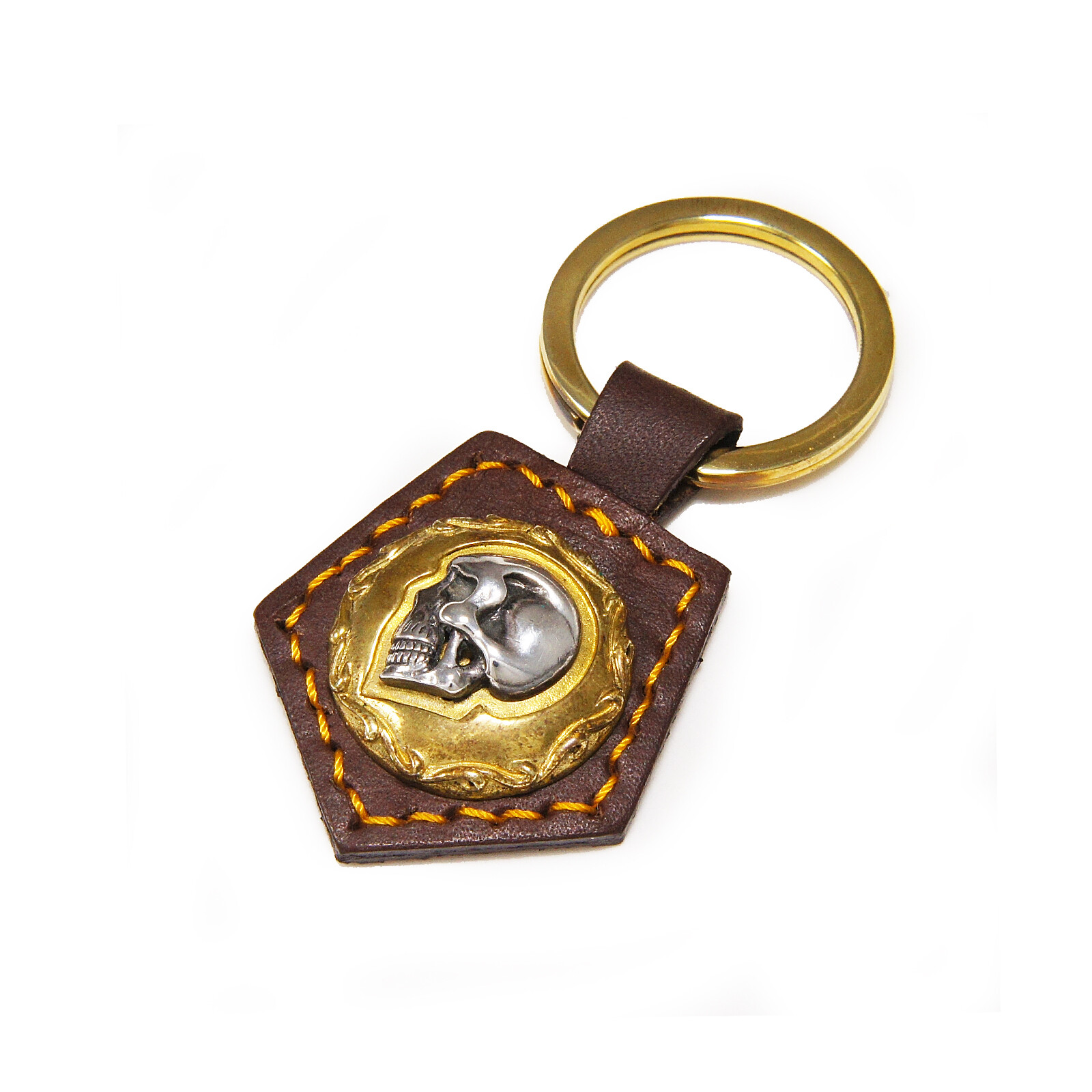 SKULL/925 STERLING SILVER/SILVER SKULL BRASS BIKER KEY CHAIN KEY RING ...