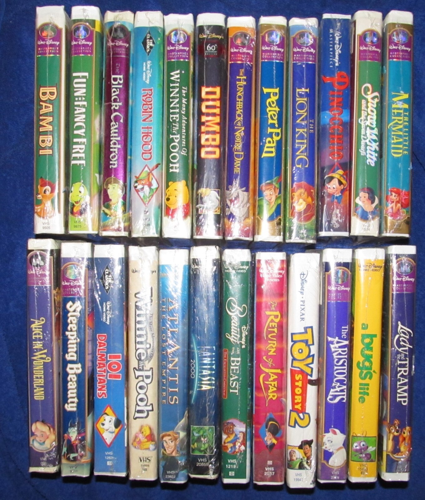 24 Walt Disney VHS SEALED NEW MERMAID ROBIN HOOD,LADY & TRAMP, BAMBI ...