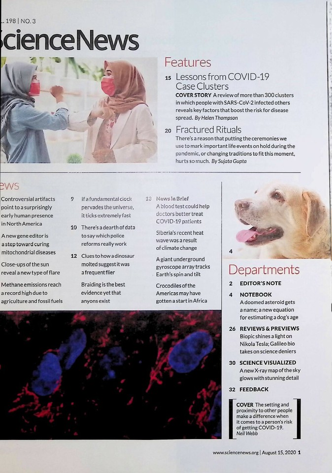 Science News Magazine August 15, 2020 Virus, How a Microraptor Molted ...