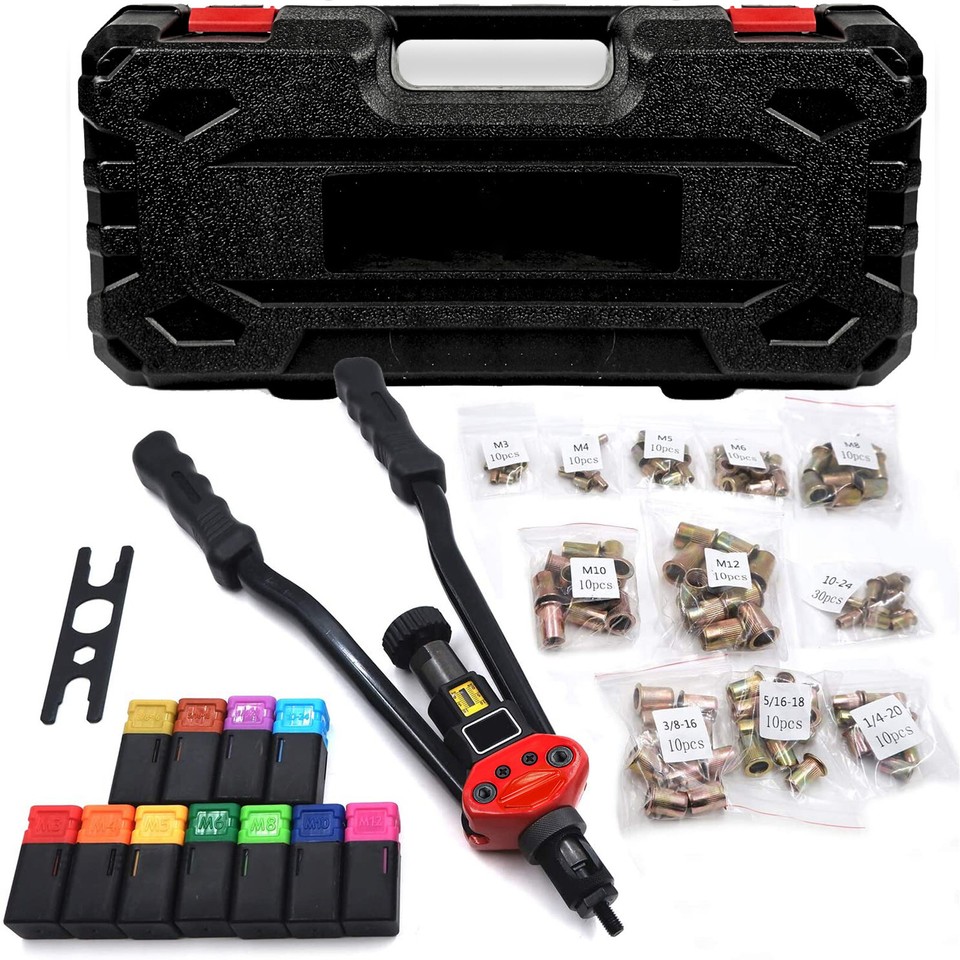 Rivet Gun Kit Rivnut Thread Setting Tool Nut Setter NutSert Metric SAE ...
