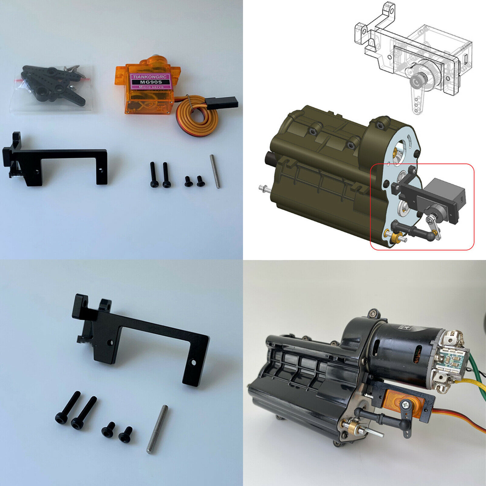 1/14 RC Car Aluminum Gearbox Servo Steering Gear Shift For TAMIYA ...