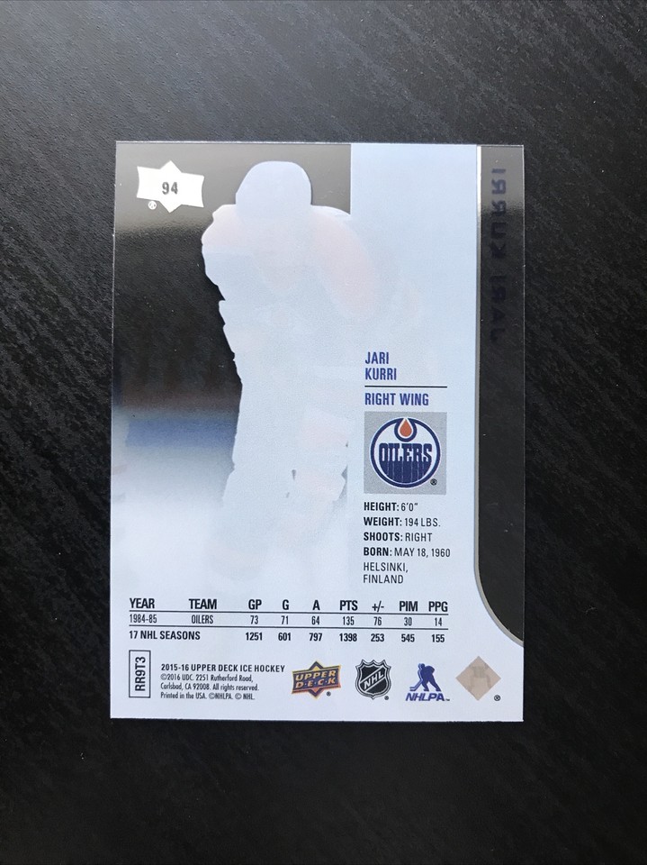 2015-16 Upper Deck UD Ice #94 Jari Kurri Edmonton Oilers | eBay