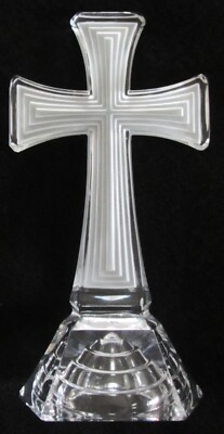 TOWLE FROSTED & CLEAR 24% LEAD CRYSTAL CROSS~8 inches~w/STICKER~POLAND ...