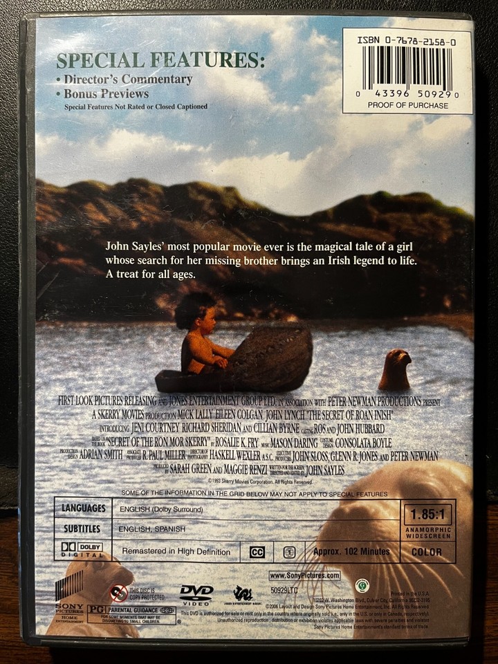 The Secret of Roan Inish (Island of Seals) Very Good DVD a Film by John ...