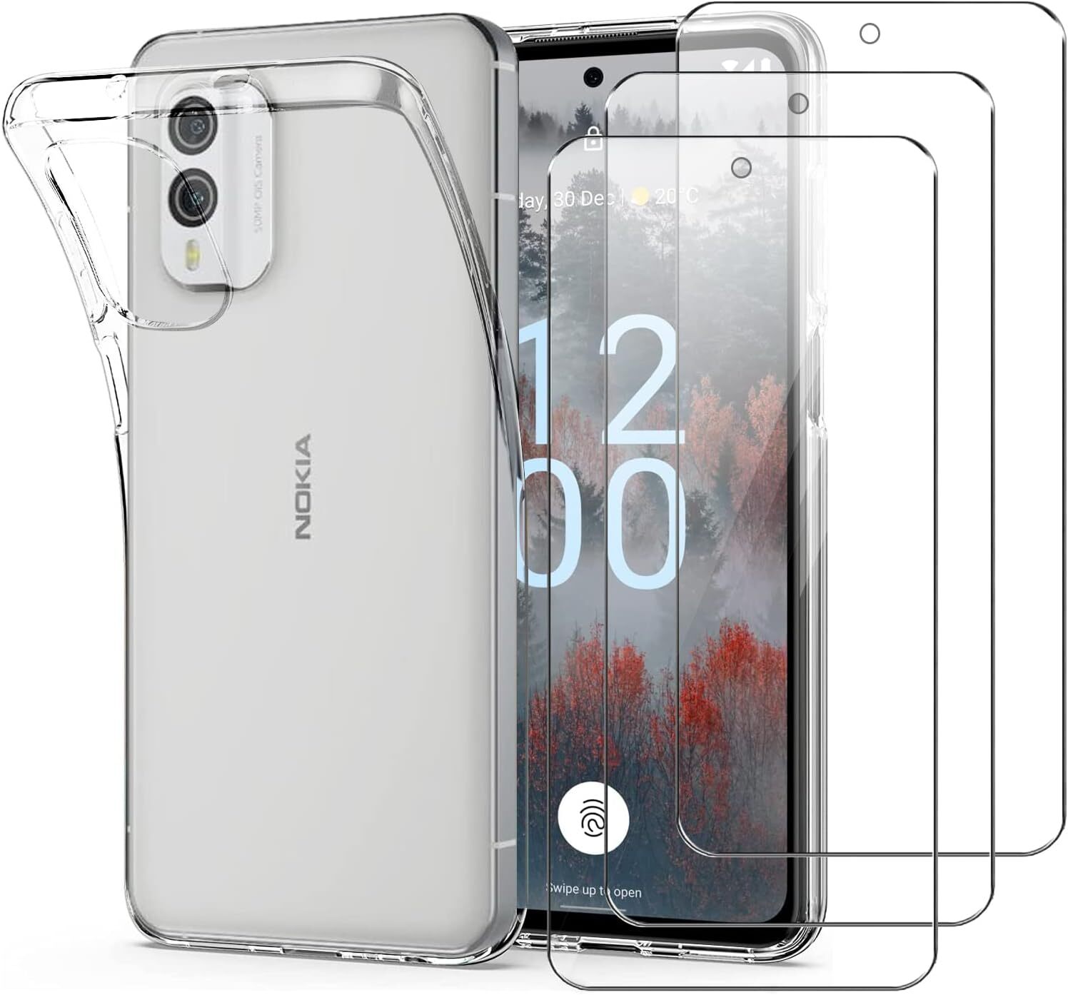 For Nokia X30/C32/C12/C21 Plus/G11/G21 Case, Clear Silicone Gel Phone ...