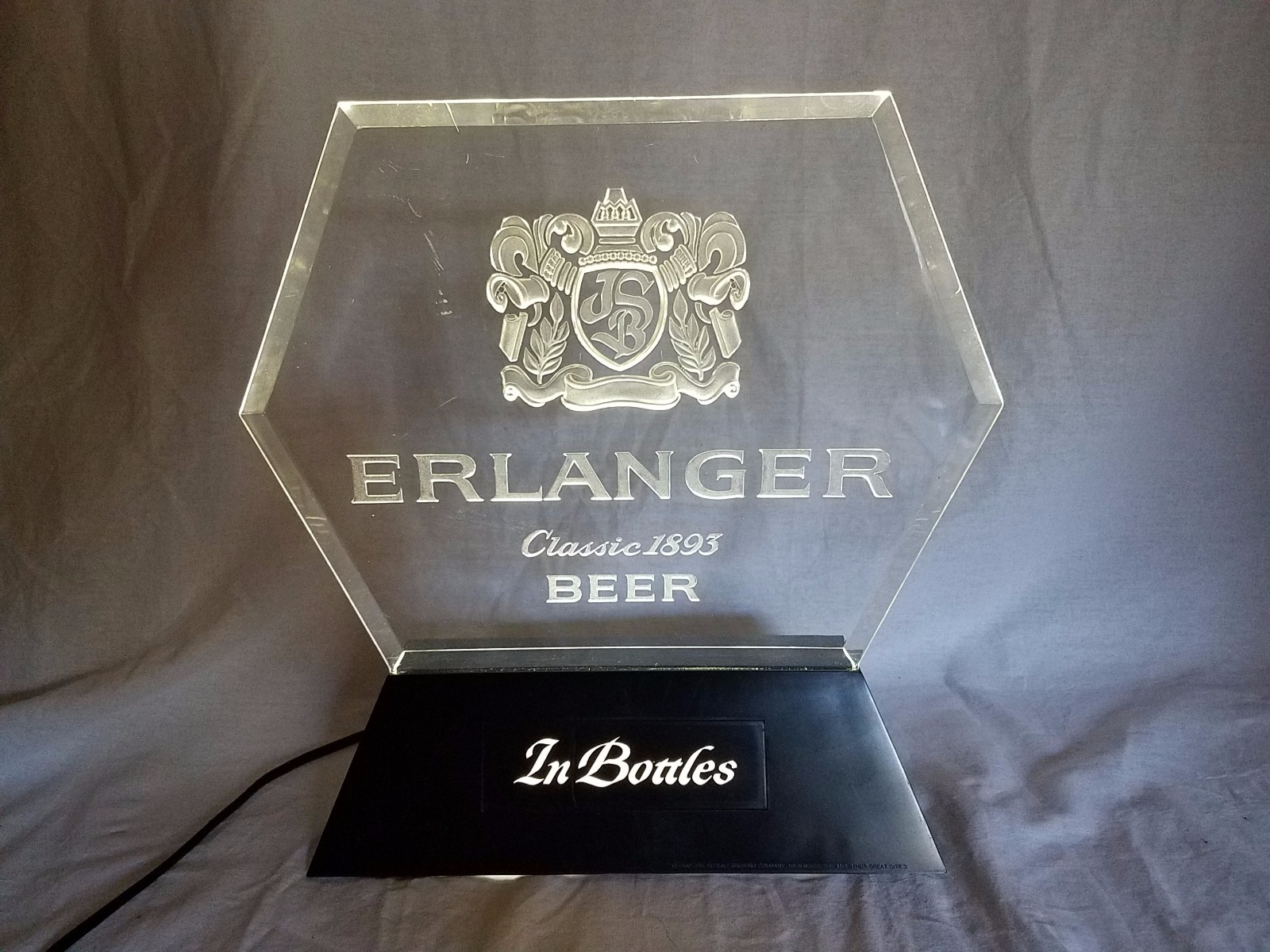 Vtg Erlanger Beer In Bottles Edge Lit Display Bar Pub Sign Schlitz ...