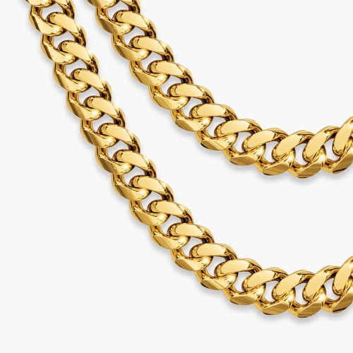 x2 18K Gold over 316L Stainless Steel 5mm Cuban Link Curb Chain ...