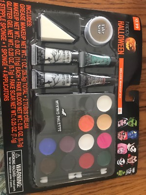 Halloween Deluxe Makeup Kit Looking Spooky Grease Makeup Glitter Gel ...