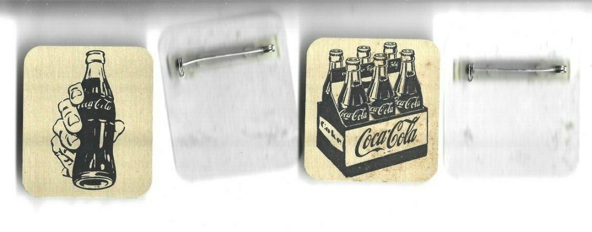 SAFETY PIN BACK COCA-COLA BUTTONS TWO DIFFERENT 4 TOTAL | eBay