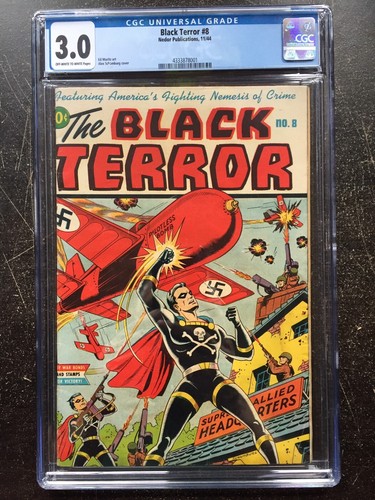 BLACK TERROR #8 CGC GD/VG 3.0; OW-W; Schomburg WWII German war cvr (11/ ...