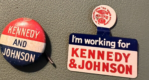 Lot of (2) 1960 JFK JOHN F KENNEDY LYNDON B JOHNSON campaign pin button ...