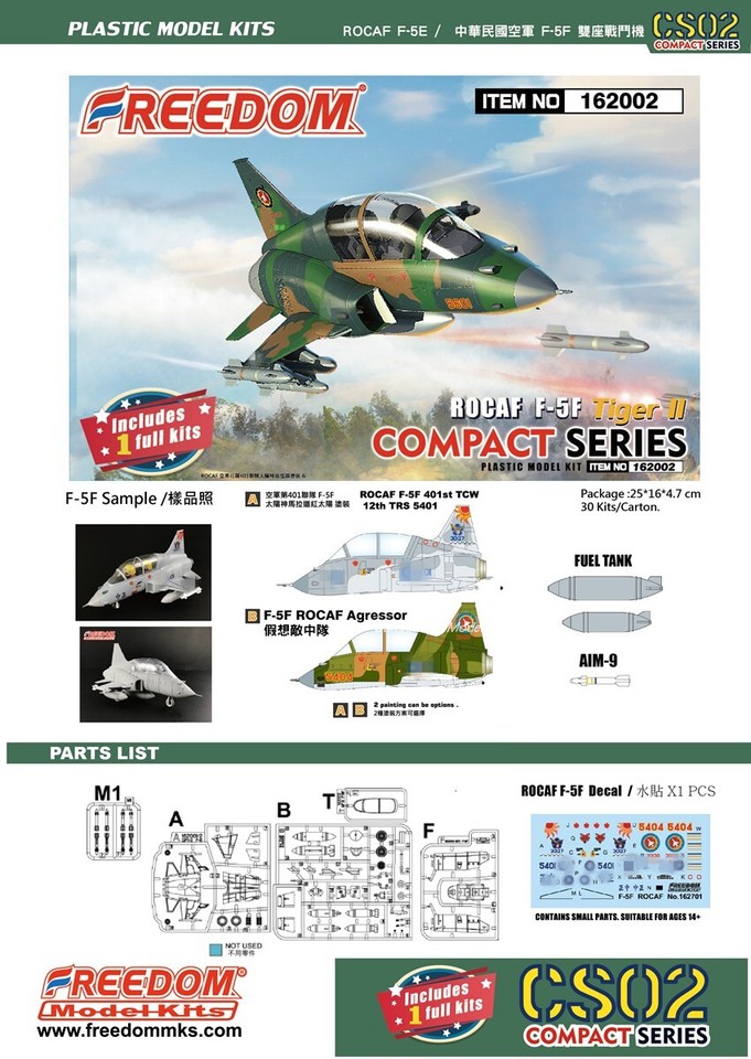 FREEDOM F162002 COMPACT SERIES ROCAF F-5F Tiger ll PLASTIC MODEL KIT | eBay